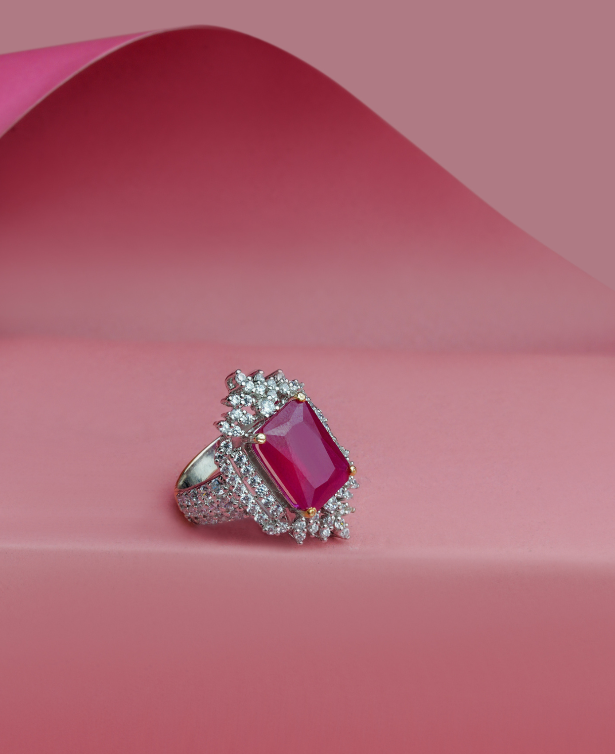 Ruby Chunky Baguette Ring