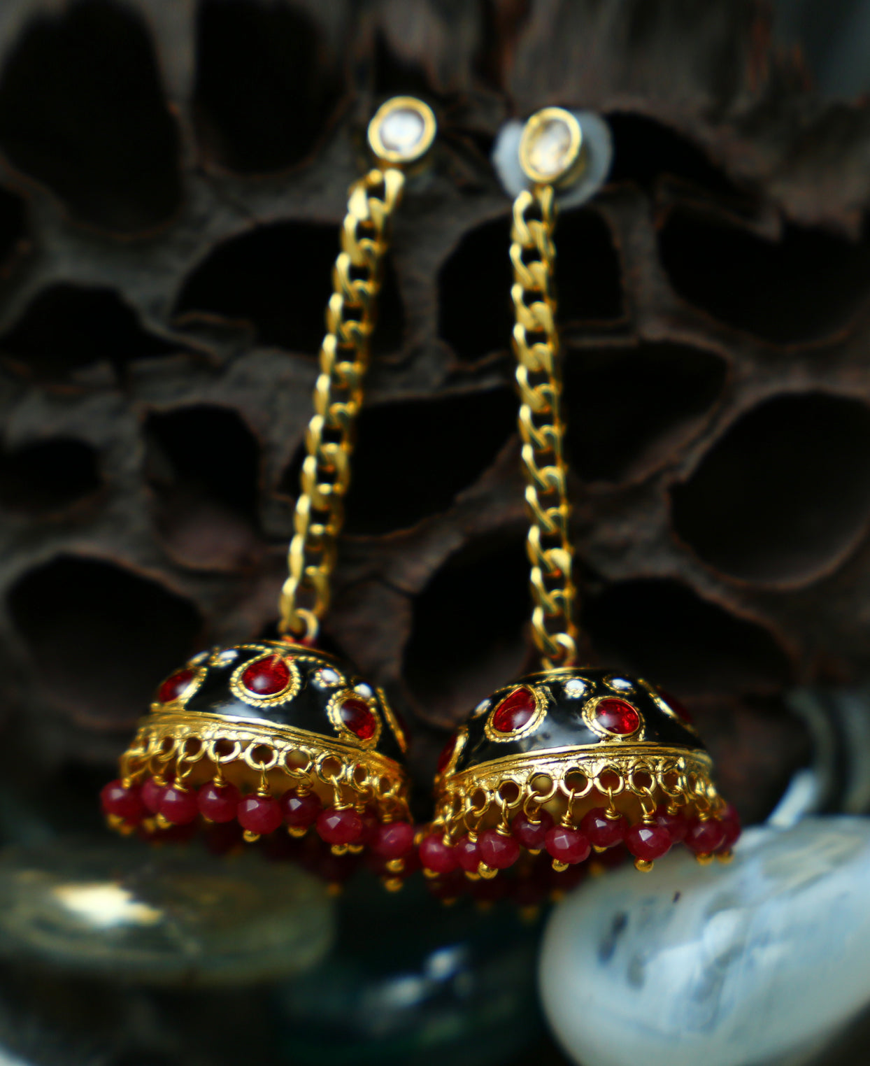 Chain Jhumkas | Gold Jhumka By Nadia Chhotani