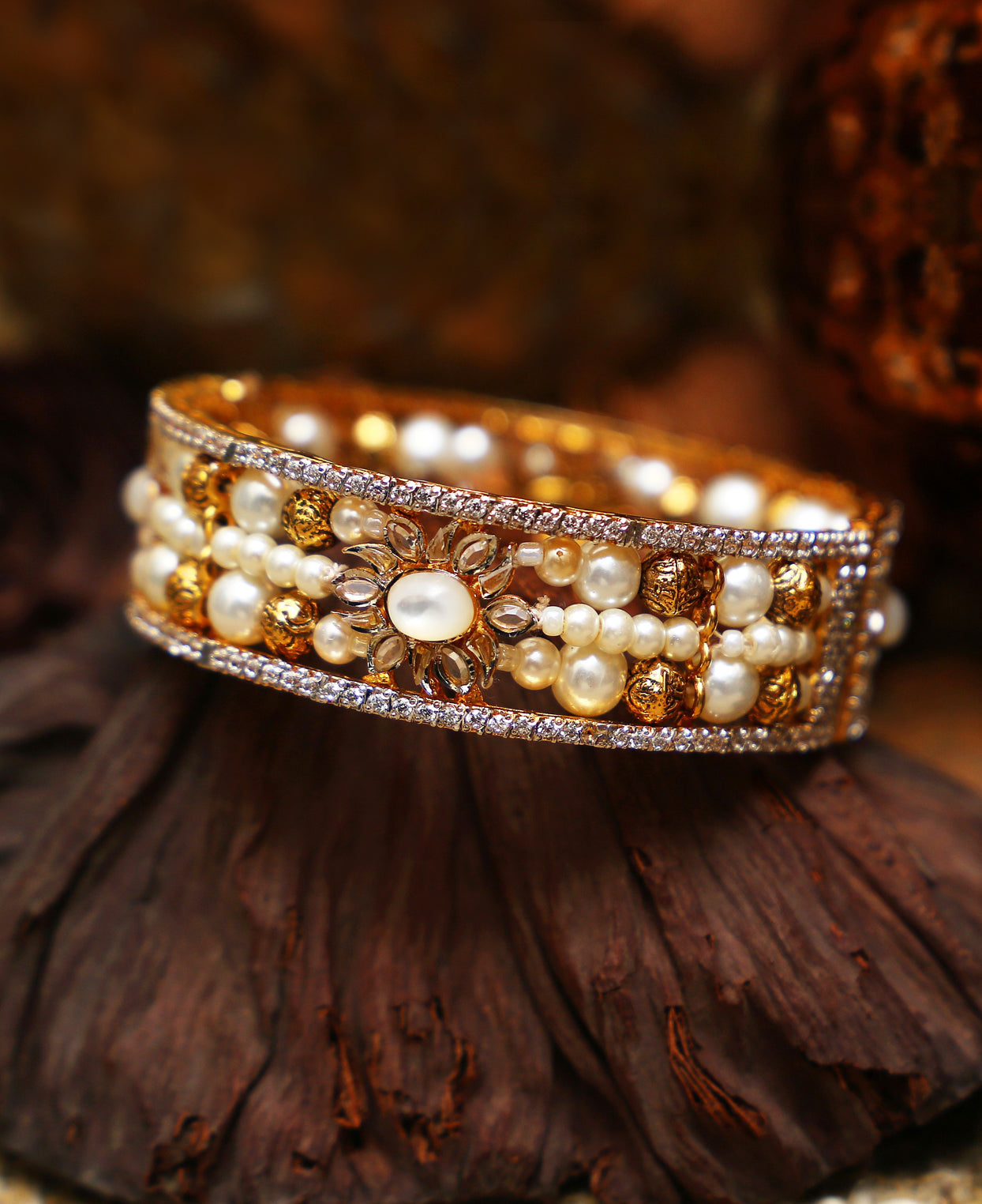 Hand Strung Pearls Kara By Nadia Chhotani